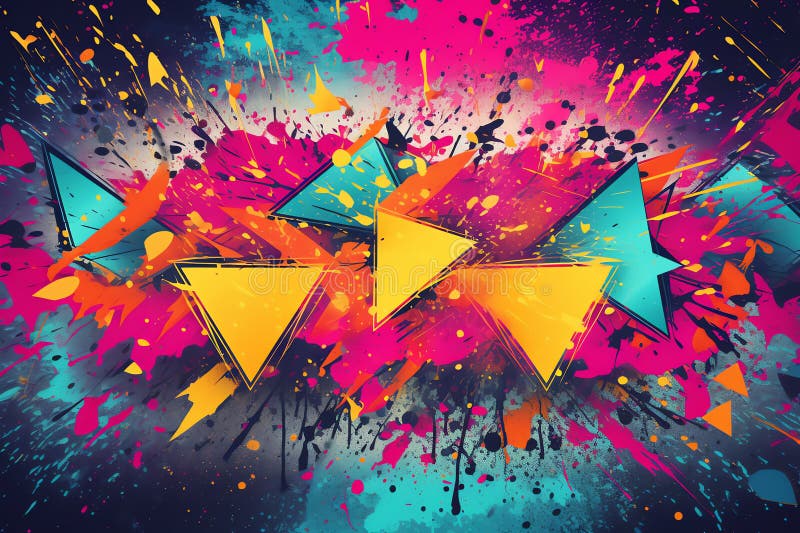 Abstract 80s Splash Paint Themed Backdrop 80s Retro Nostalgic Stock ...