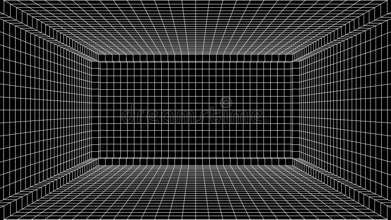 Grid Room in Perspective, Vector Illustration in 3d Style. Indoor ...
