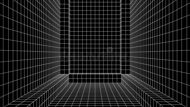 Abstract 80s Styled Computer Background. Sci-fi Architecture Interior ...