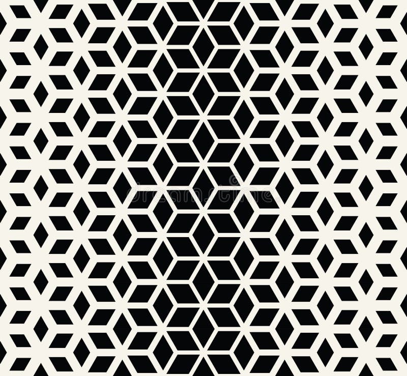 Abstract Sacred Geometry Black and White Grid Halftone Cubes Pattern ...