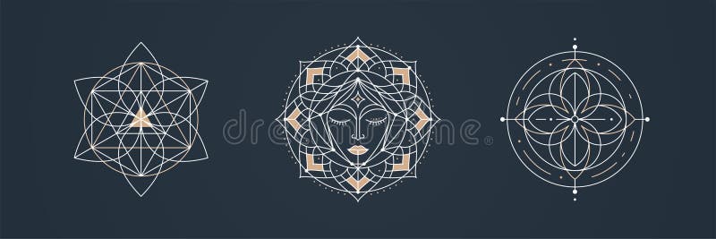 Abstract Sacred Geometry Logotype Collection. Mystical Geometric ...