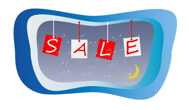 Abstract Sale Concept with Moon in Blue Sky Stock Illustration ...