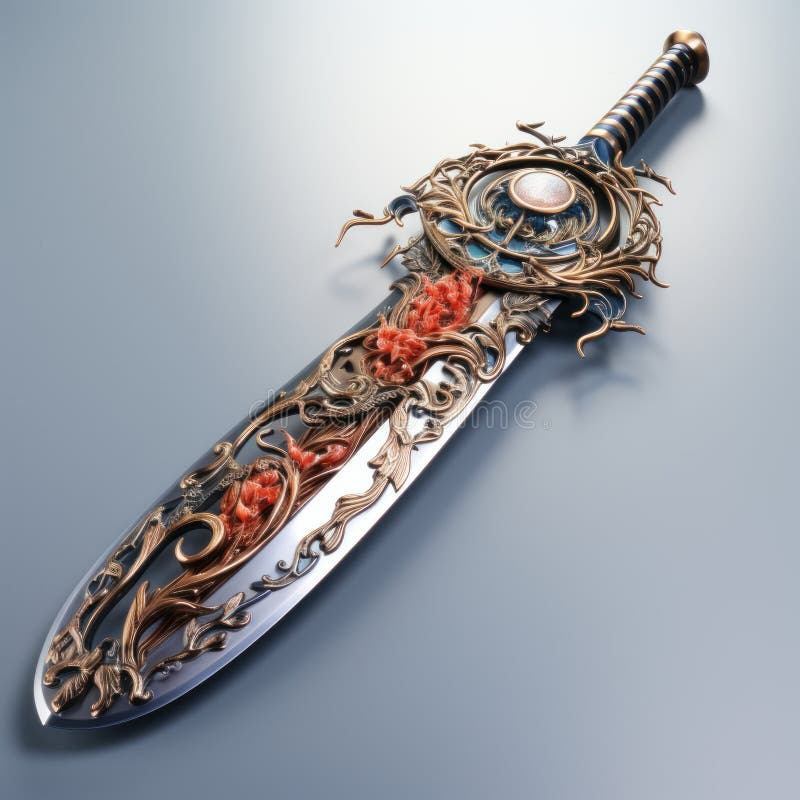 Abstract Samurai Sword with Beautiful Carvings with Antique and ...