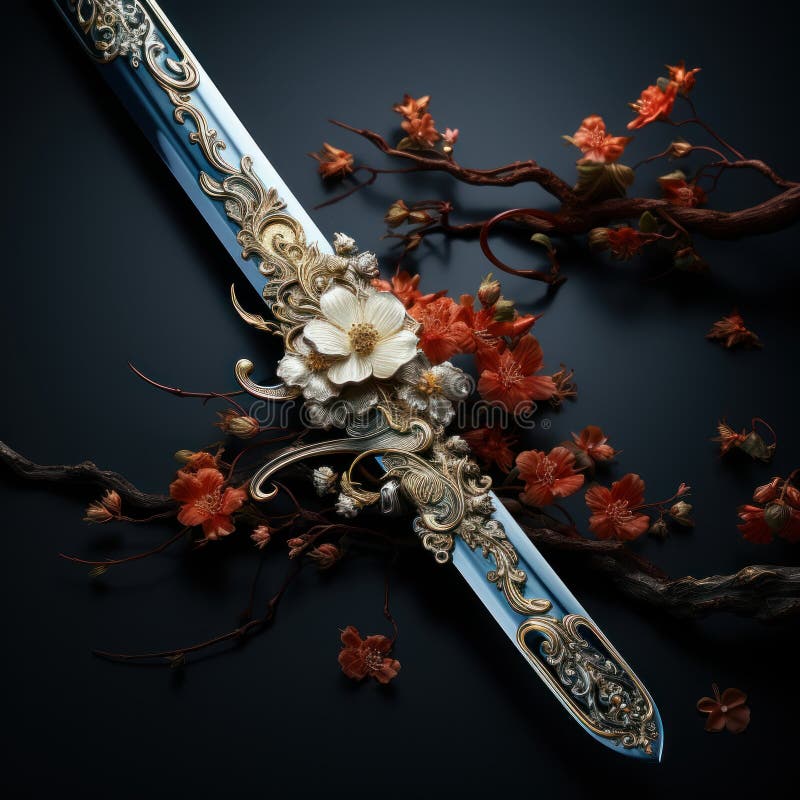 Abstract Samurai Sword with Beautiful Carvings with Antique and ...