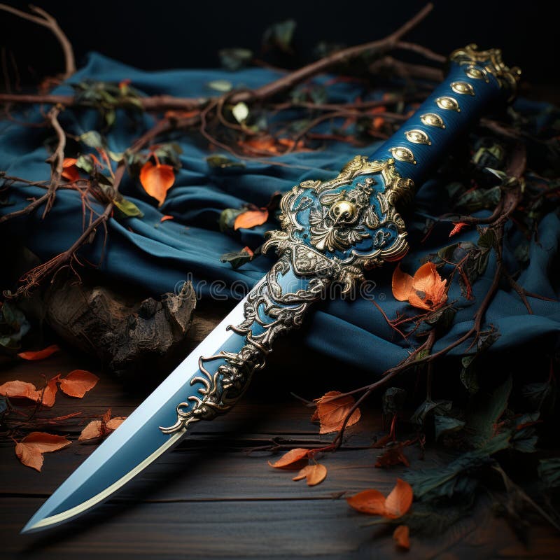 Abstract Samurai Sword with Beautiful Carvings with Antique and ...