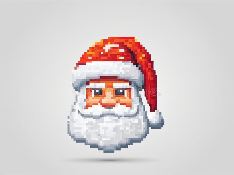 Abstract Santa Claus Icon in Pixel Art Design Isolated on White ...