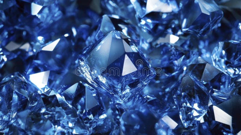 Abstract Sapphire Blue Background Crystals and Diamond Shapes Stock ...