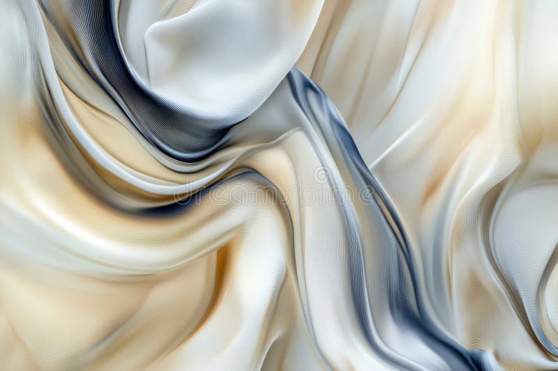 Abstract Satin Fabric Drapes in Soft Champagne Tones, with Highlights ...