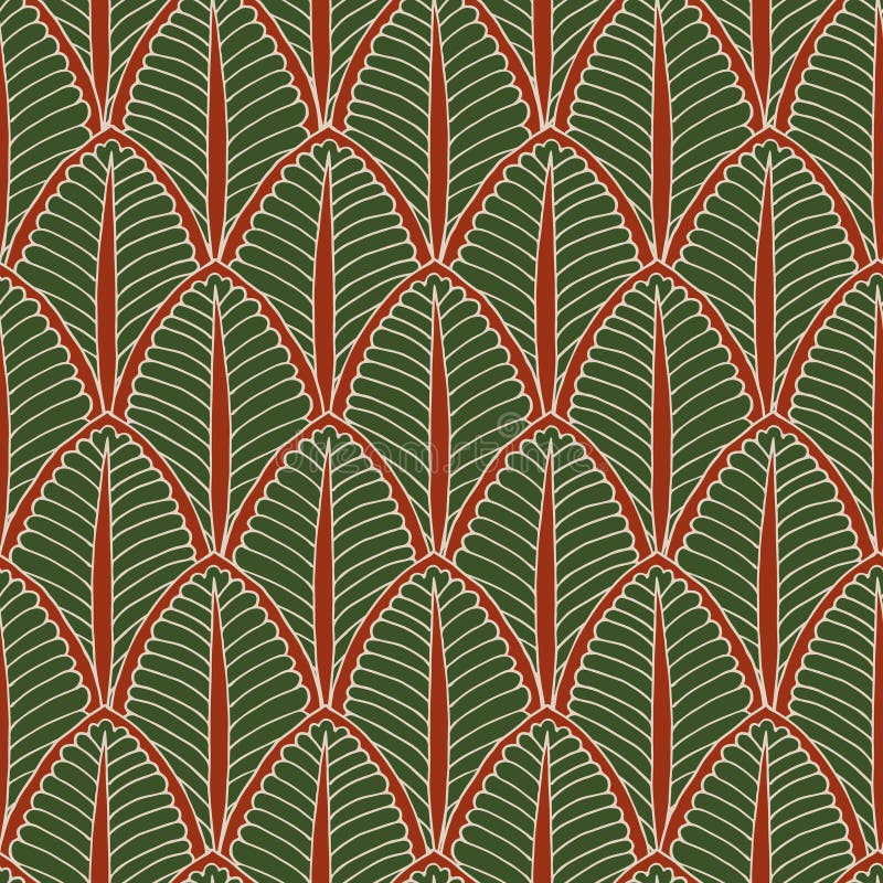 Abstract Vintage Scale, Leaf Geometric Vector Seamless Pattern Stock ...