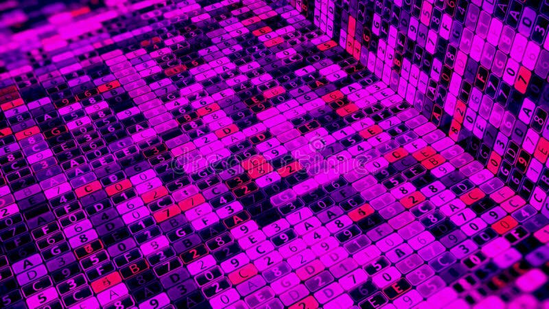 Abstract Scanning Data Process With Blinking Characters And Numbers Seamless Loop Animation