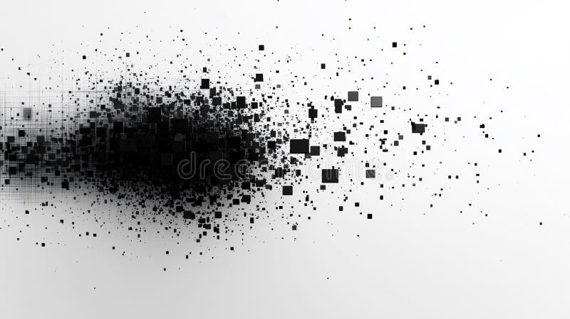 Abstract Scattered Black Squares on a White Background with Fade Effect ...