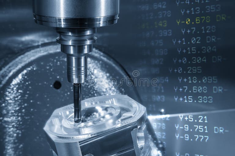 Abstract Scene the 5-axis CNC Milling Machine Cutting the Automotive ...