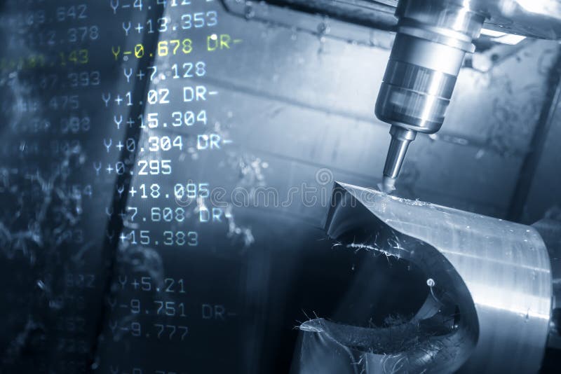 The Abstract Scene of 5-axis CNC Milling Machine. Stock Image - Image ...