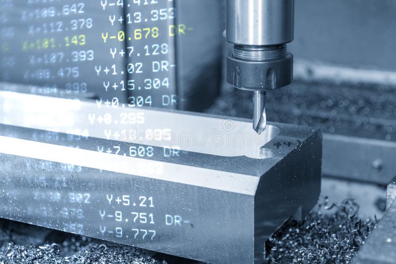 The Abstract Scene of 3-axis CNC Milling Machine and the G-code Data ...