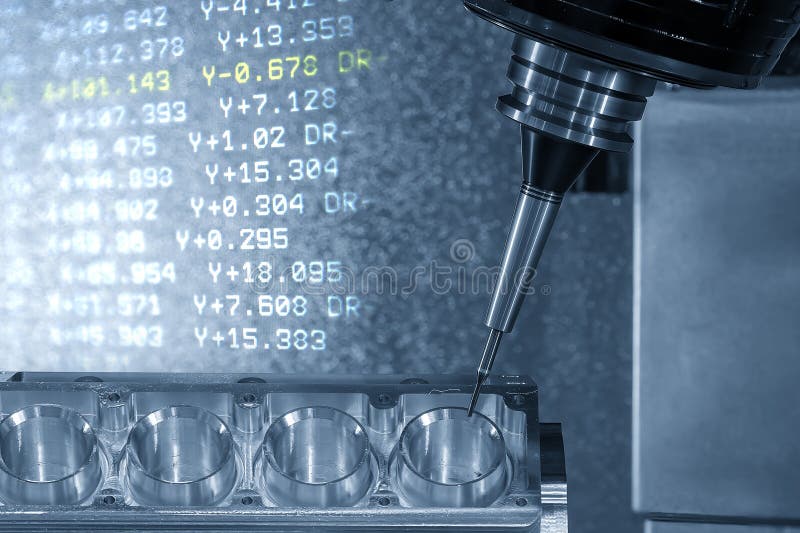 The Abstract Scene the 5-axis Machining Center Cutting the V8 Engine ...