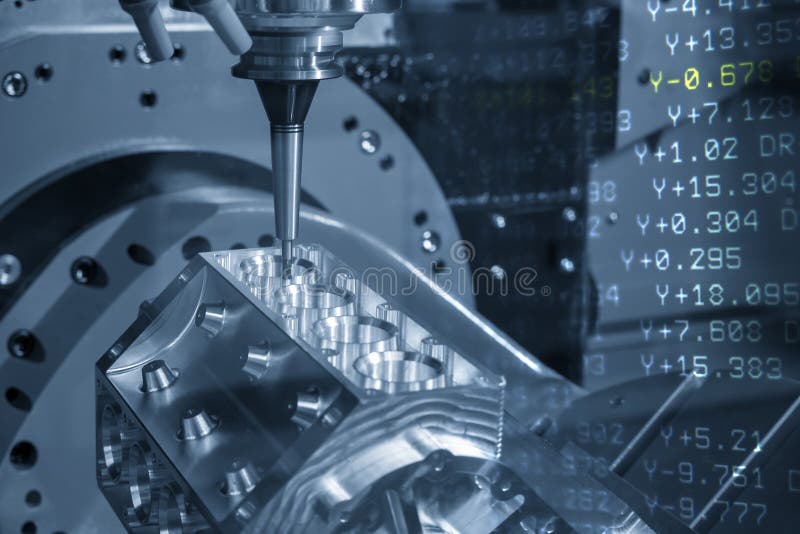 The Abstract Scene of 5-axis Machining Center and G-code Data ...