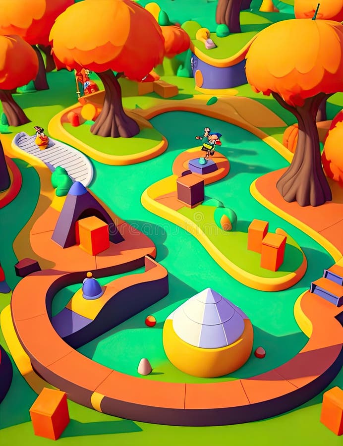 Abstract Scene with Childrens Playground in the Park, Vector ...