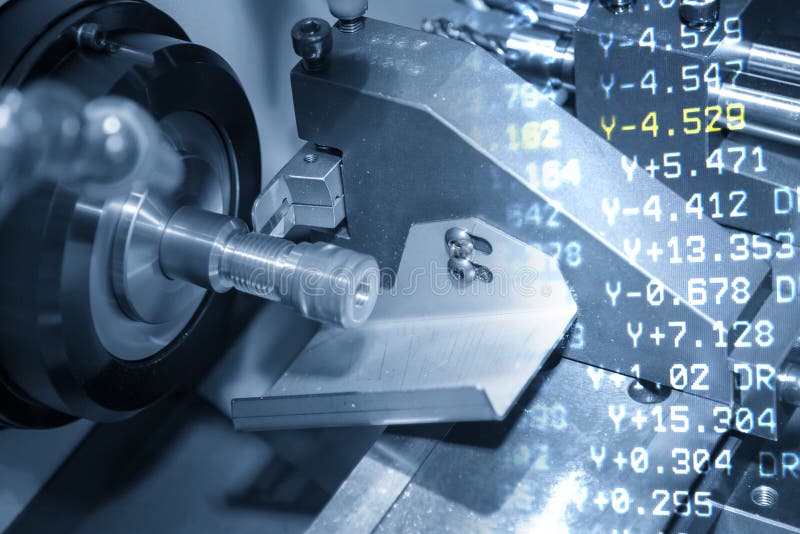 The Abstract Scene Of Cnc Lathe Machine And The G Code Data Background Stock Image Image Of