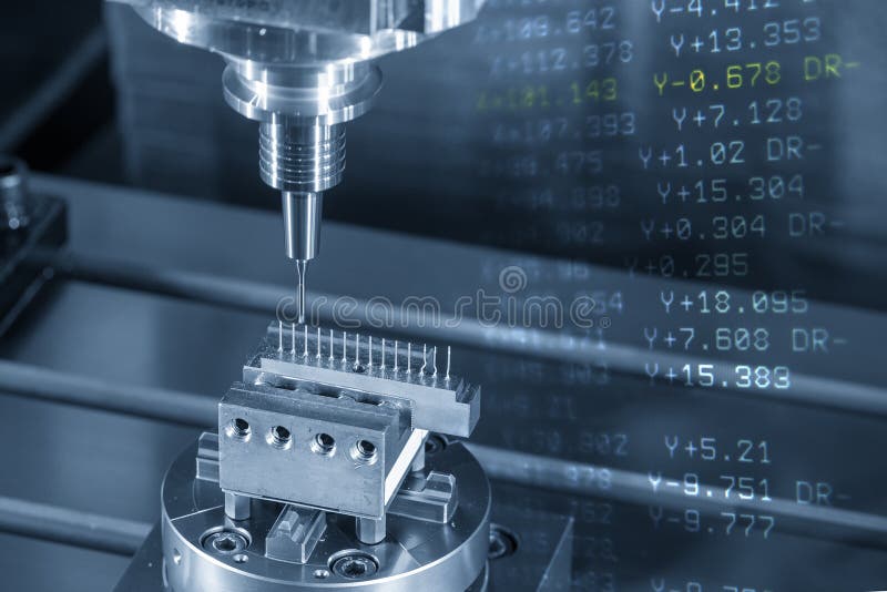 Abstract Scene CNC Milling Machine Cutting the Copper Electrode Parts ...