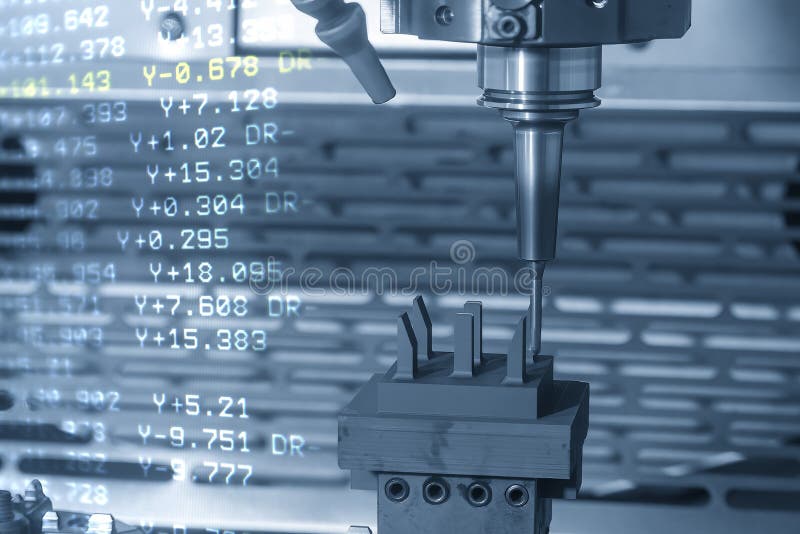 Abstract Scene CNC Milling Machine Cutting the Graphite Electrode Parts ...