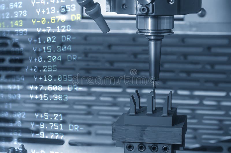 Abstract Scene CNC Milling Machine Cutting the Graphite Electrode Parts ...