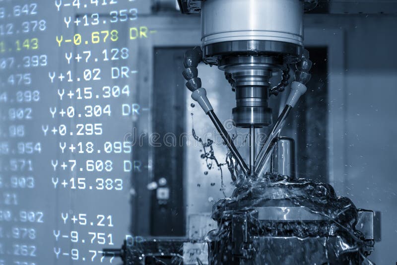 The Abstract Scene CNC Milling Machine Cutting the Shell Mold Parts and ...