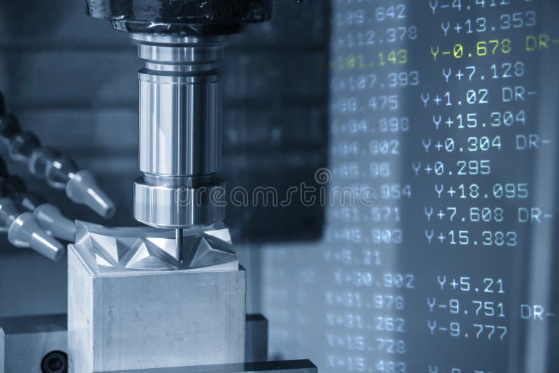 The Abstract Scene CNC Milling Machine Cutting the Stamping Die Parts ...