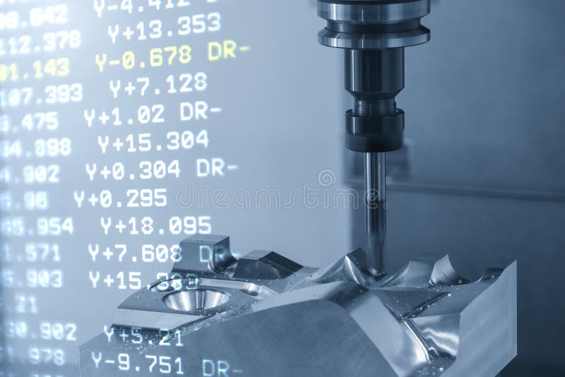 The Abstract Scene of CNC Milling Machine and the G-code Data Back ...