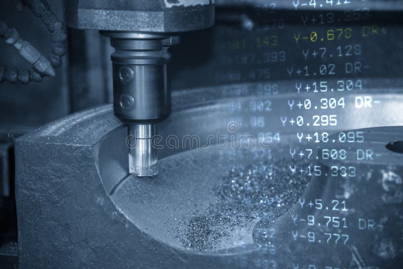 The Abstract Scene of CNC Milling Machine and G-code Data Background ...