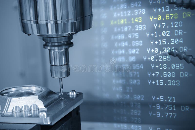 Abstract Scene Cnc Milling Machine And G Code Data Background Stock Image Image Of Machinery