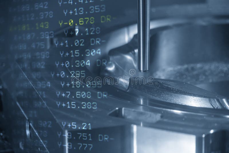 Abstract Scene Of CNC Milling Machine And G-code Data Background ...