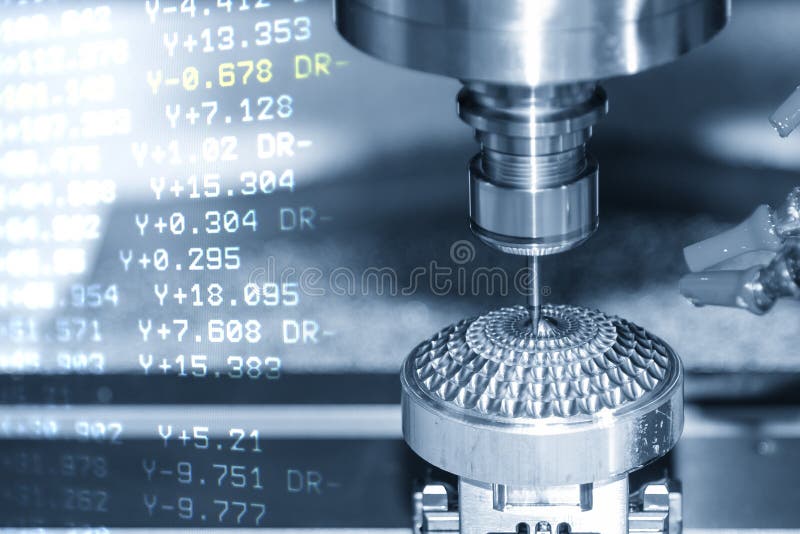 Abstract Scene of CNC Milling Machine and G-code Data Background. Stock ...