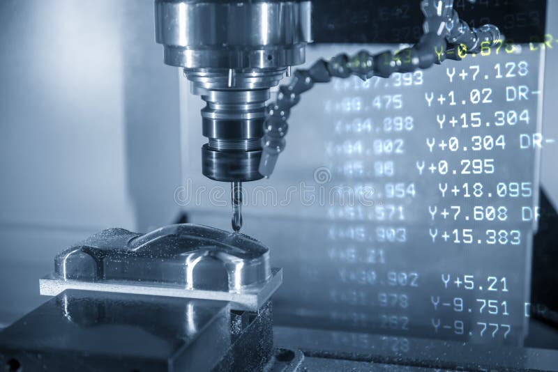 Abstract Scene of CNC Milling Machine and G-code Data Background. Stock ...