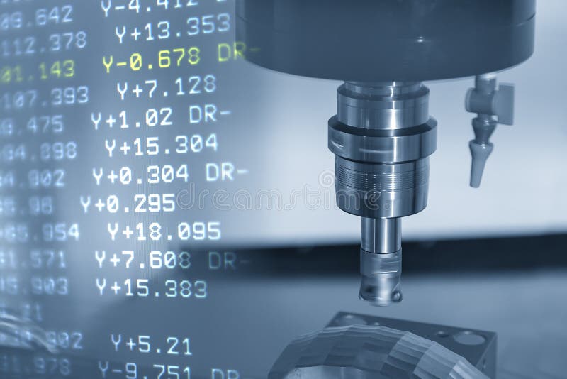 The Abstract Scene of CNC Milling Machine and the G-code Data ...