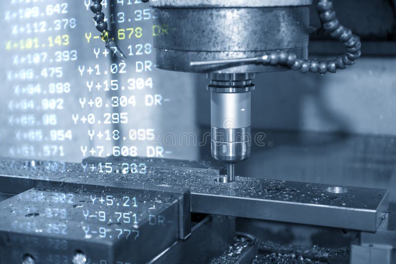 The Abstract Scene of CNC Milling Machine and the G-code Data ...