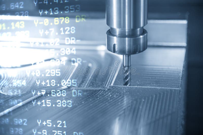 The Abstract Scene of CNC Milling Machine and the G-code Data ...