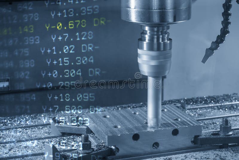 Abstract Scene of the CNC Milling Machine and G-code Data Background ...