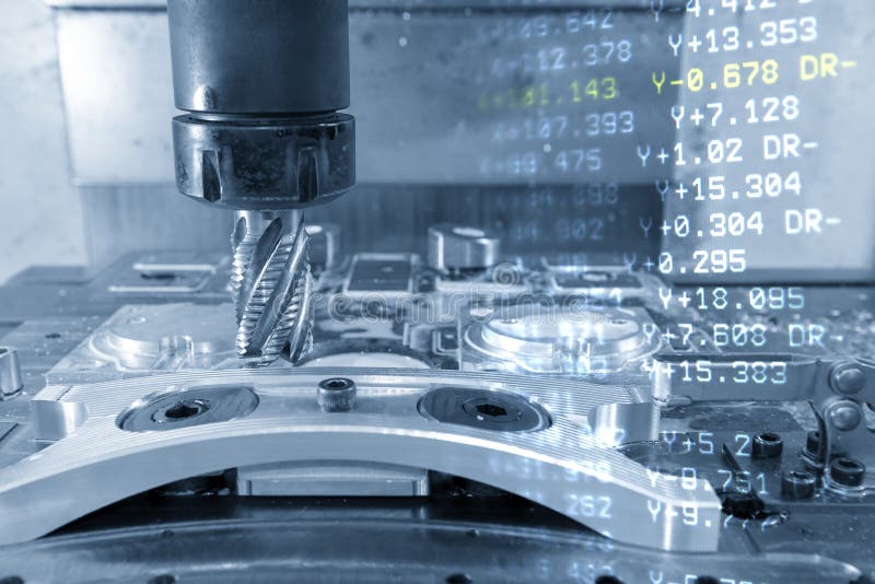 The Abstract Scene CNC Milling Machine Rough Cutting the Jig and ...