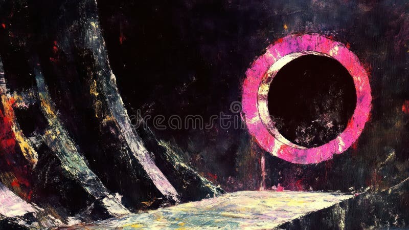 An Abstract Scene Featuring a Dark Background, a Circular Void, and ...