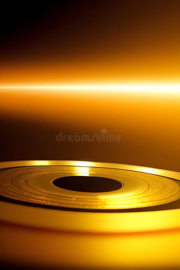 Floating Gold Discs Abstract Background with Light and Shadow Effects ...