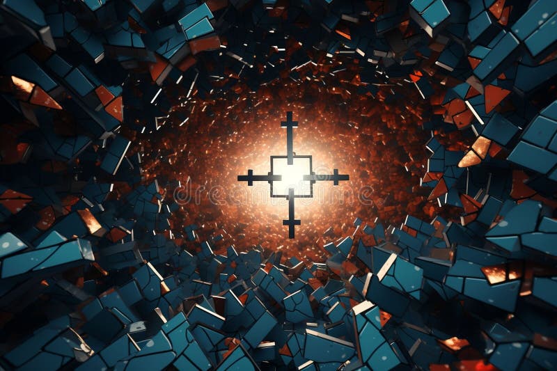 Abstract Scene Featuring a Mosaic of Broken Stock Illustration ...