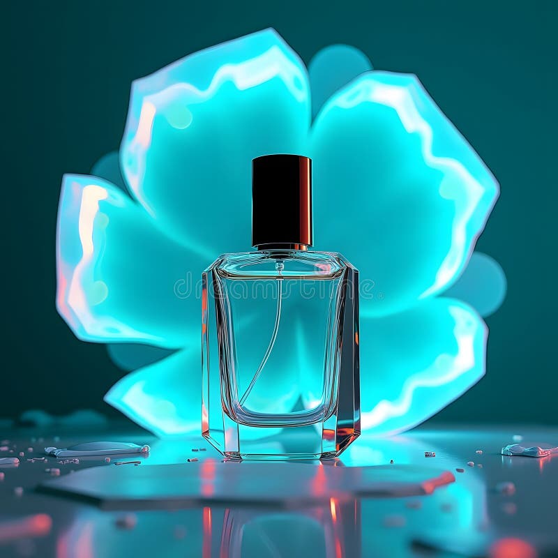 Radiant Turquoise Flower Backdrop Illuminated by Neon Lights Stock ...