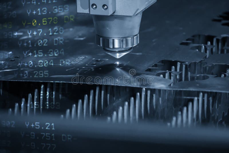 The Abstract Scene of Fiber Laser Cutting Machine Cutting the Sheet ...