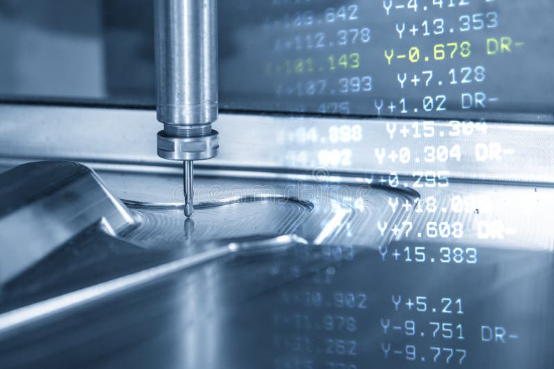 The Abstract Scene of the G-code Data and the CNC Milling Machine ...