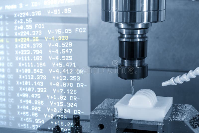 The Abstract Scene of the G-code Data and the CNC Milling Machine ...
