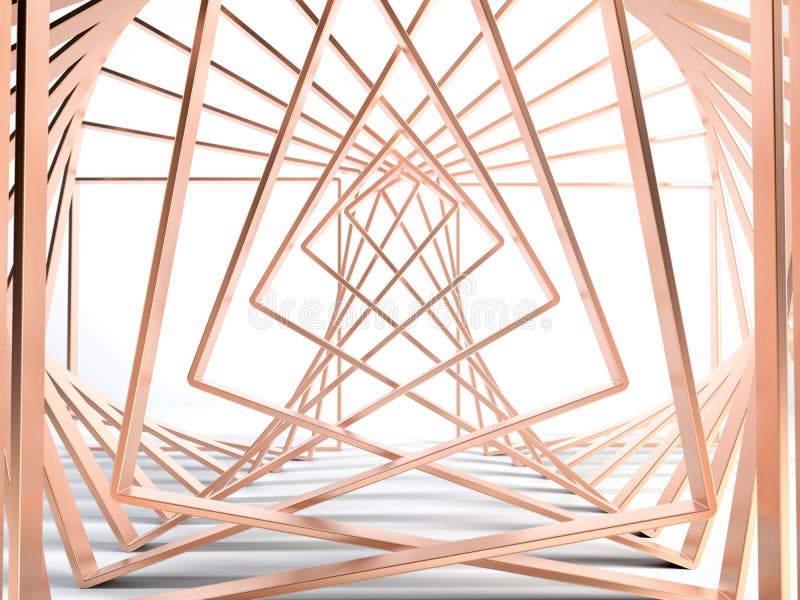 ABstract Scene with Golden or Copper Frames Making Fancy Geometry ...