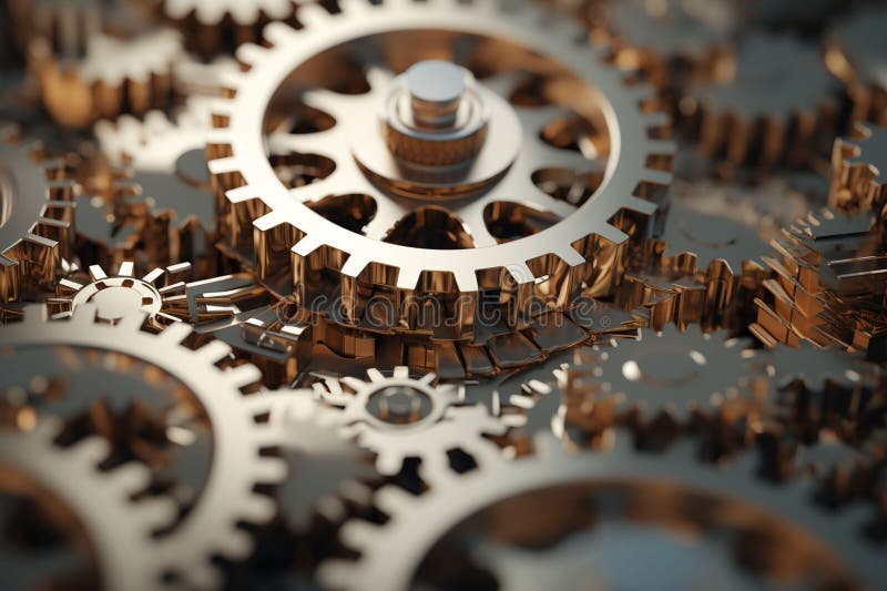 Abstract Scene of Interconnected Gears Stock Illustration ...