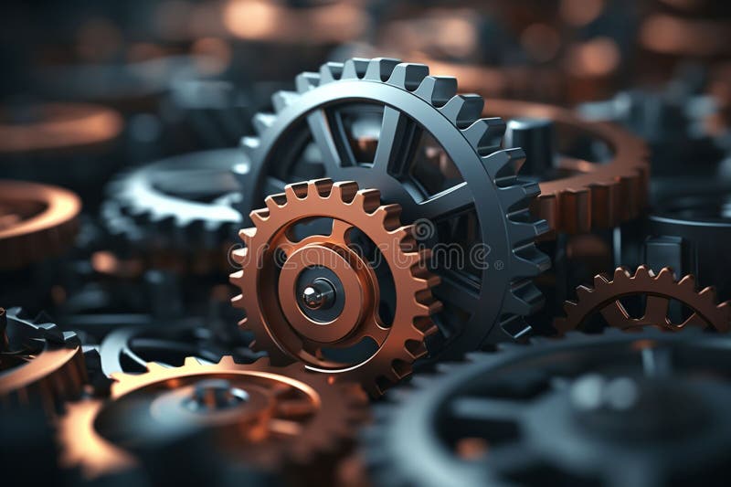 Abstract Scene of Interconnected Gears Stock Illustration ...