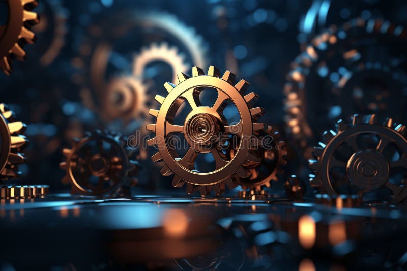 Abstract Scene of Interconnected Gears Stock Illustration ...