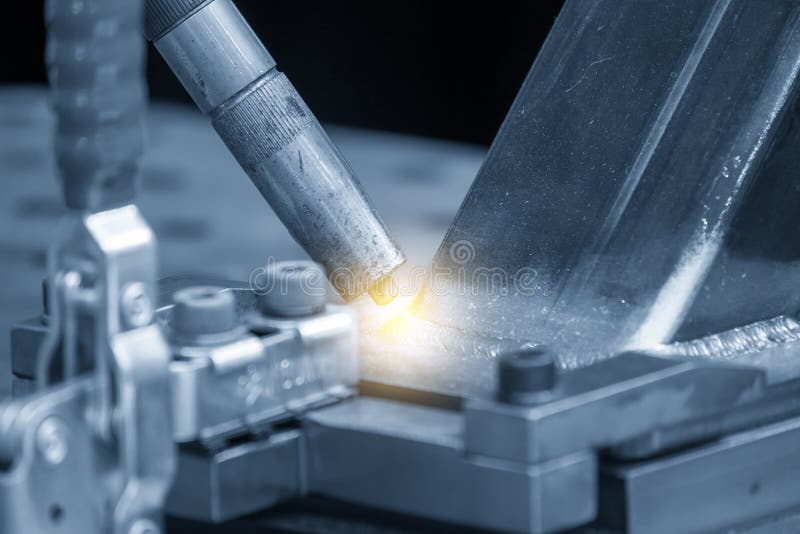 The Abstract Scene of Laser Welding Machine with Lighting Effect. Stock ...